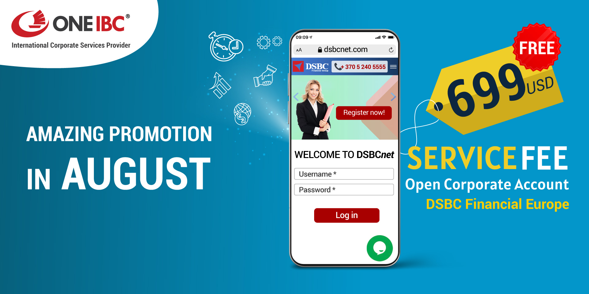 Promotion: renew company to get an account in DSBC Financial Europe